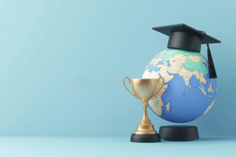 3D Rendering of an Earth Sphere and Globe Frame Inside an Academic ...