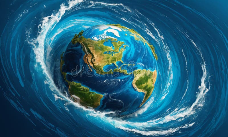 Planet Earth Enveloped in Waves Stock Illustration - Illustration of ...