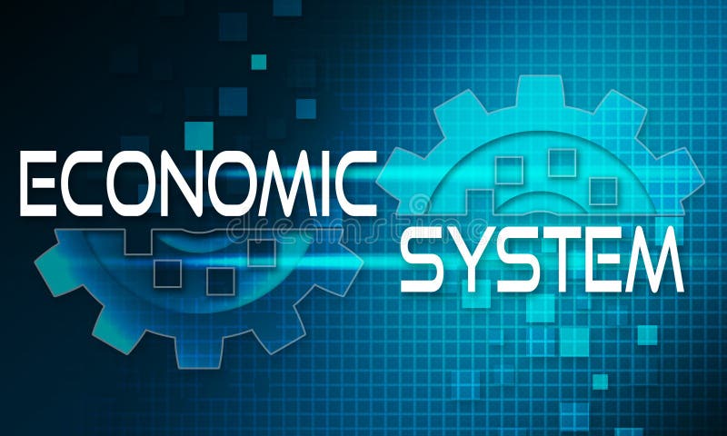 3D Rendering of an Economic System Concept Text on the Mechanism of ...