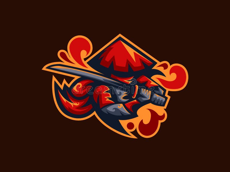 3D Rendering of an Editable Samurai Mascot Logo Template Stock ...