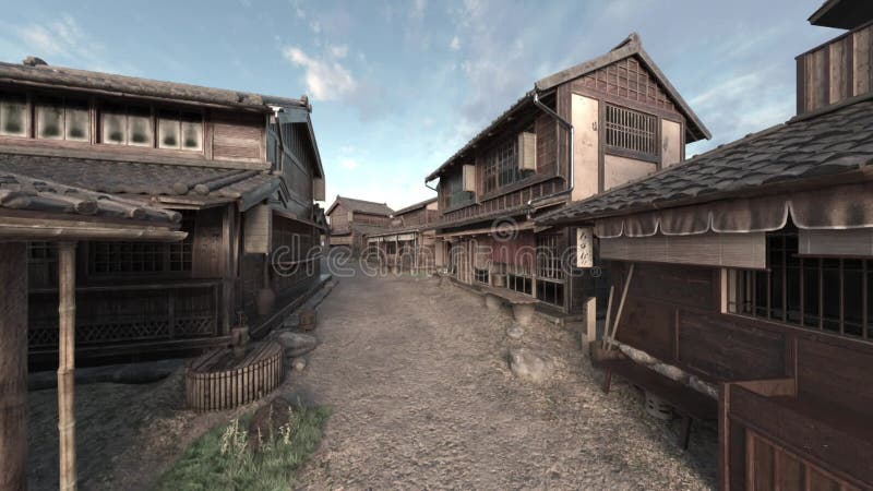 3D Rendering of the Edo Period Streetscape Stock Video - Video of house ...