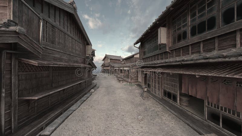 3D Rendering of the Edo Period Streetscape Stock Illustration ...