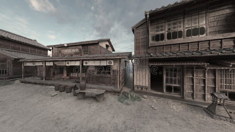 3D Rendering of the Edo Period Streetscape Stock Illustration ...