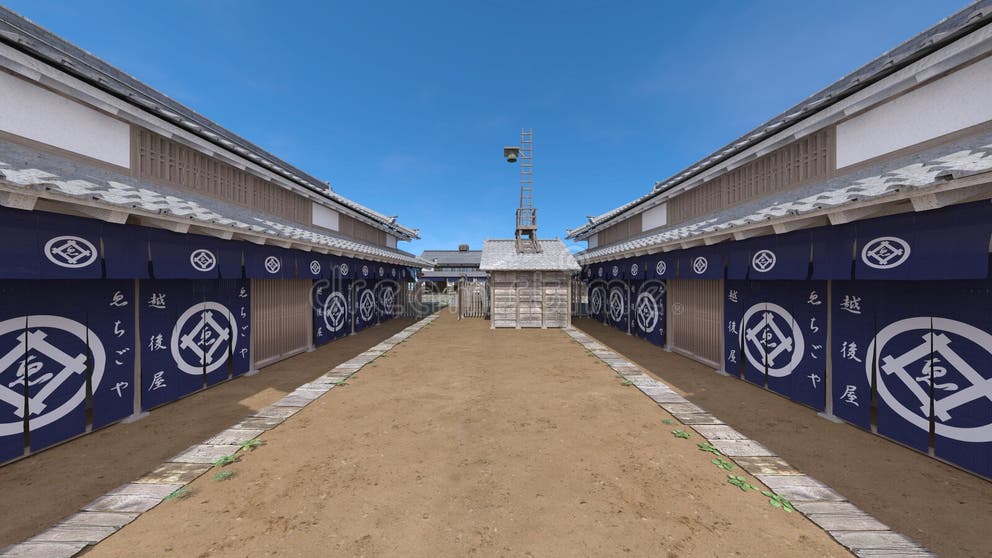 3D Rendering of the Edo Period Streetscape Stock Illustration ...