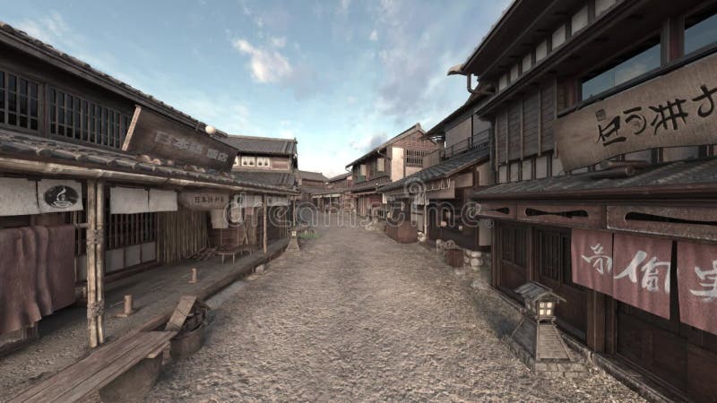 3D Rendering of the Edo Period Streetscape Stock Footage - Video of ...