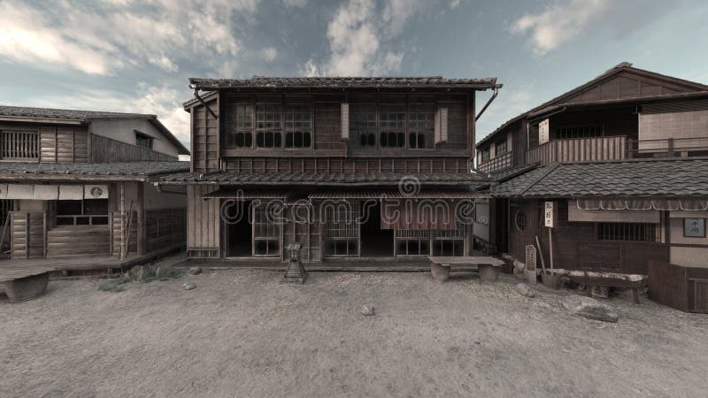 3D Rendering of the Edo Period Streetscape Stock Illustration ...