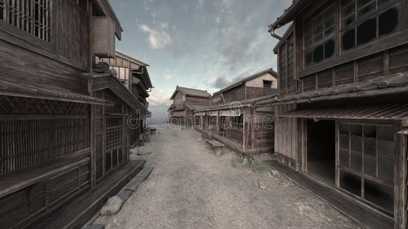 3D Rendering of the Edo Period Streetscape Stock Illustration ...