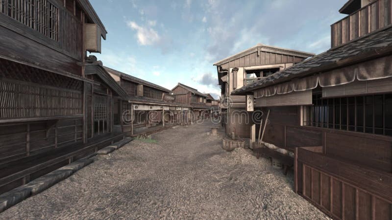 3D Rendering of the Edo Period Streetscape Stock Video - Video of house ...