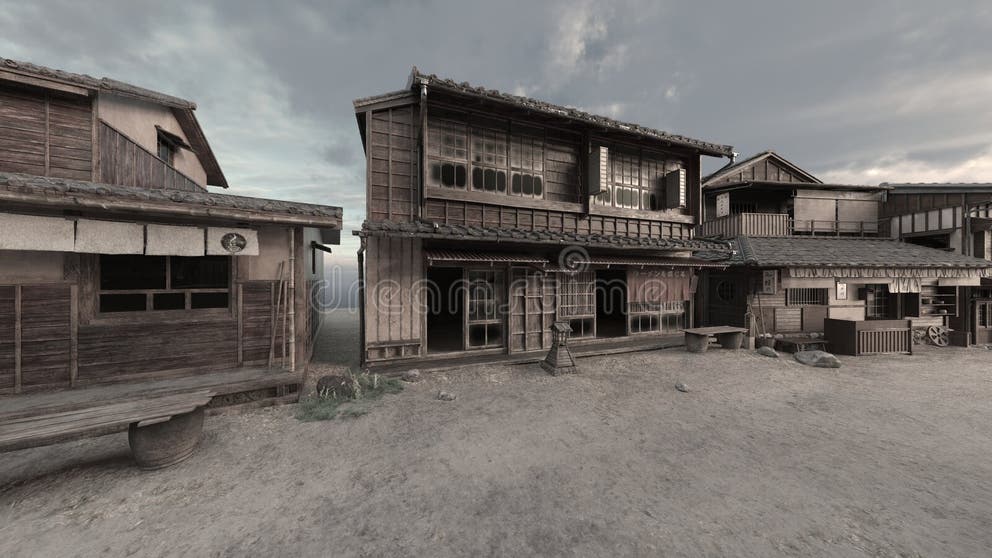 3D Rendering of the Edo Period Streetscape Stock Illustration ...