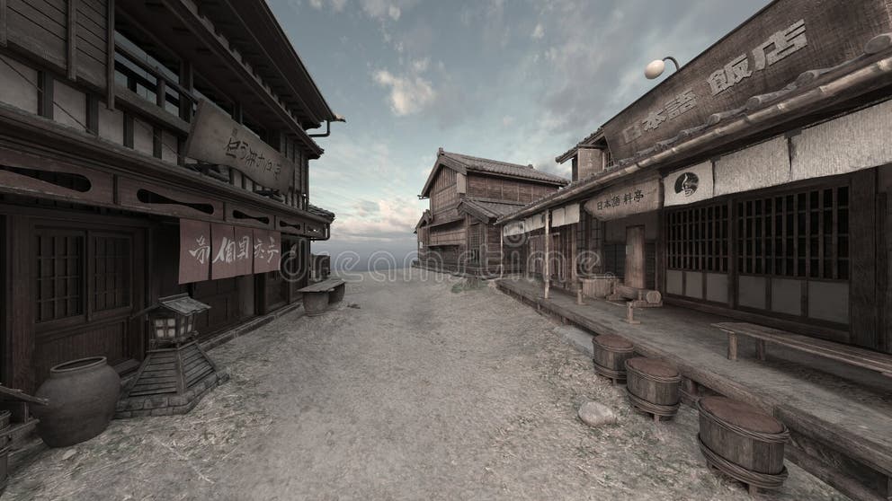 3D Rendering of the Edo Period Streetscape Stock Illustration ...