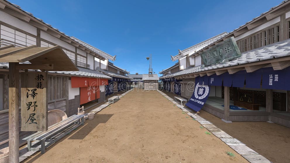 3D Rendering of the Edo Period Streetscape Stock Illustration ...