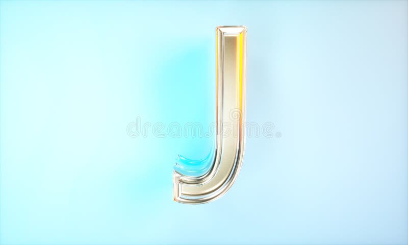 3d Rendering Effect Metal Number J Stock Illustration - Illustration of ...