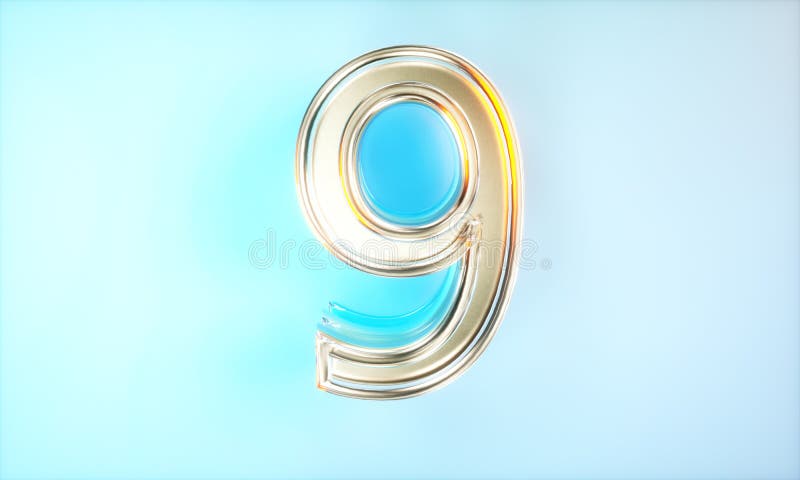 3d Rendering Effect Metal Number 9 Stock Illustration - Illustration of ...
