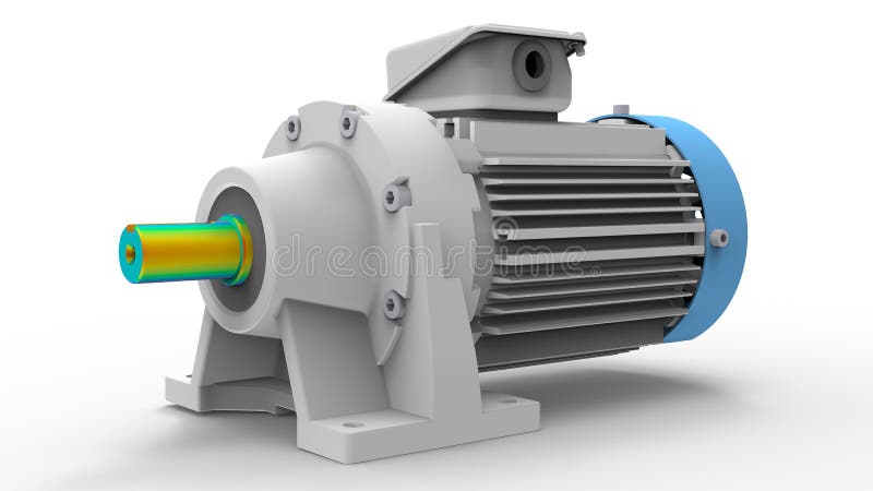 3D Rendering - Electric Motor Shaft Finite Element Analysis Stock ...