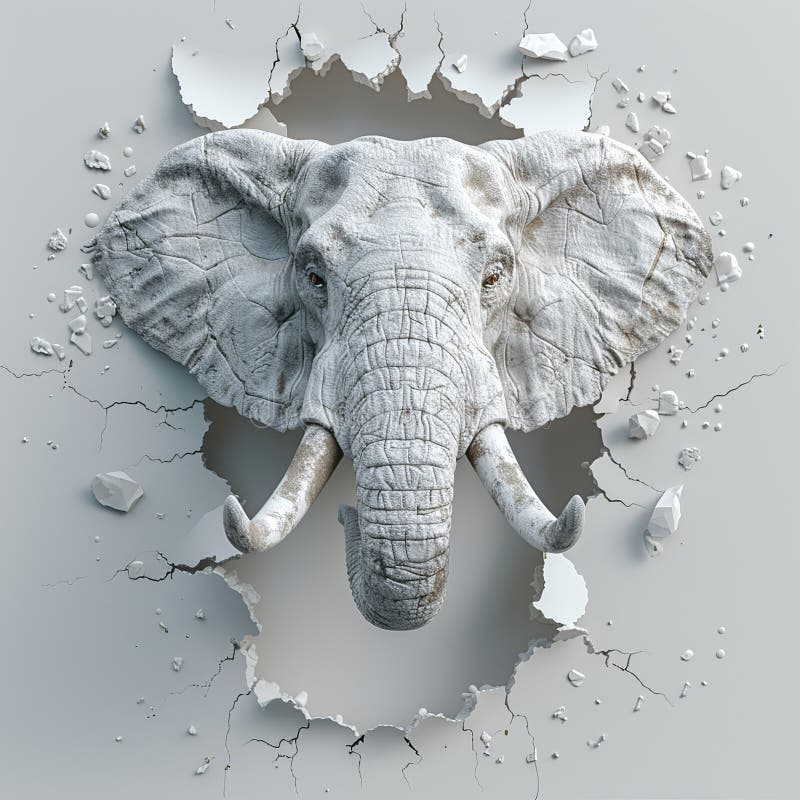 Elephant Breaking through Wall Stock Illustration - Illustration of ...