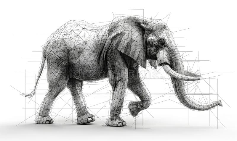 3D Rendering of Elephant with Tusks Stock Illustration - Illustration ...