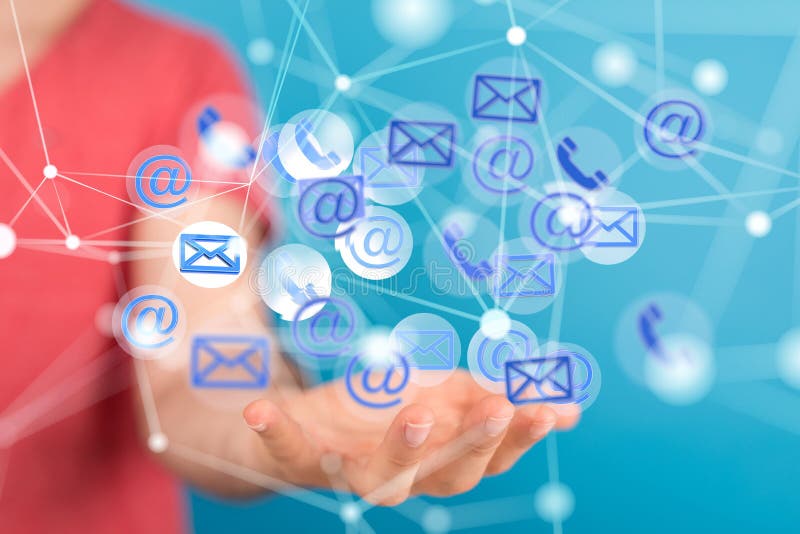 3D Rendering of Email, Message, and Call Symbols Floating Above a ...