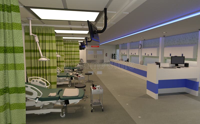 3D Rendering Emergency Room Stock Illustration - Illustration of ...