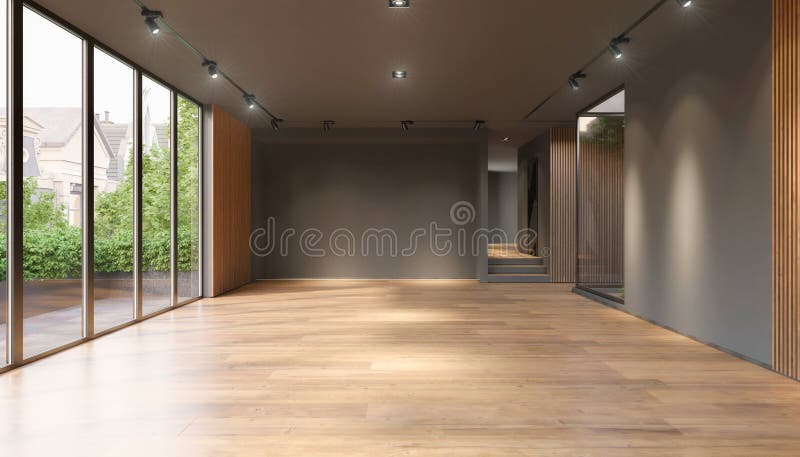 3d Rendering of an Empty Apartment, Vacant Modern Room Stock ...