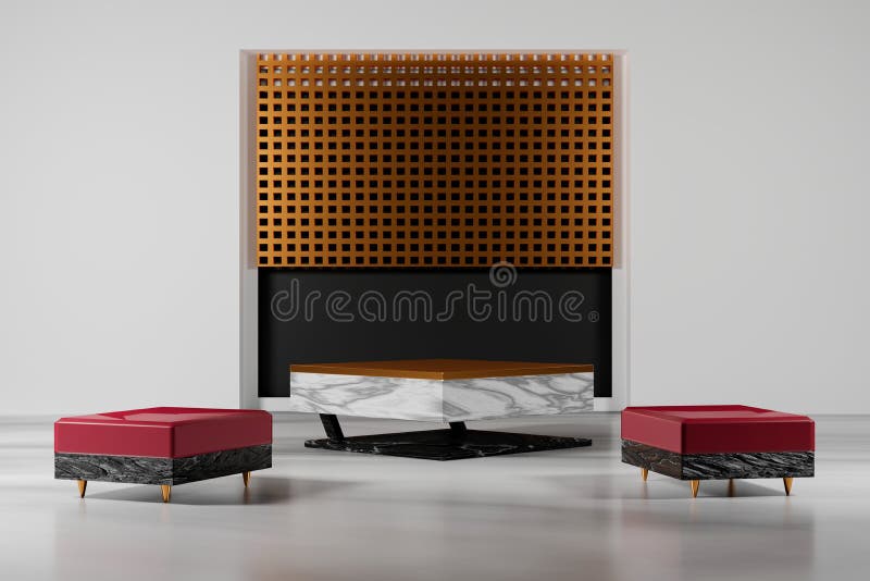 3d Rendering Empty Black and White Marble Stands. Stock Illustration ...