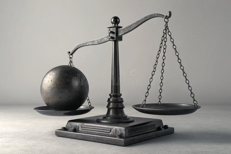 3d Rendering. Empty Blank Black Metal Sphere Balance Scale on White ...