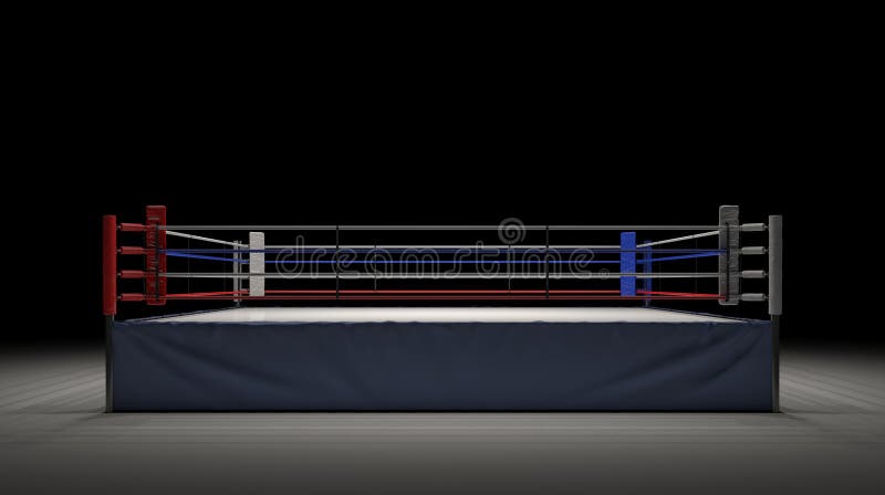 3d Rendering of an Empty Boxing Ring in Front View Spotlighted in the ...