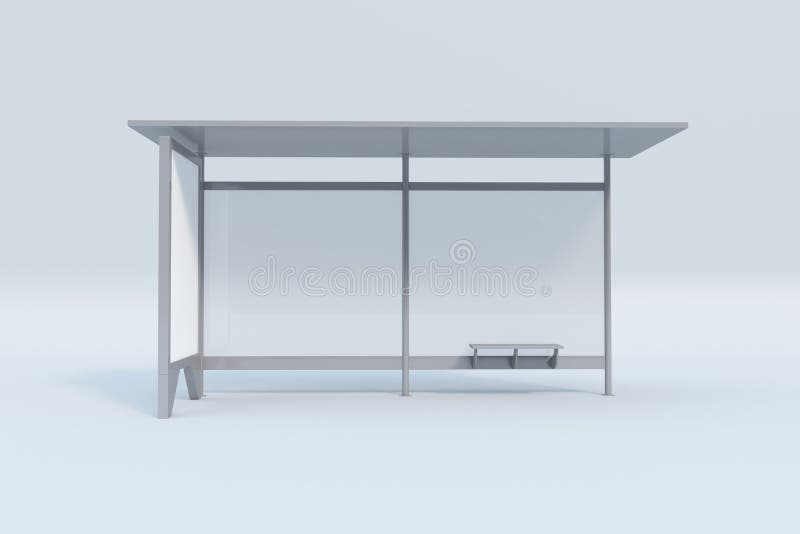 3D Rendering of an Empty Bus Station with a Blank Advertisement Space ...