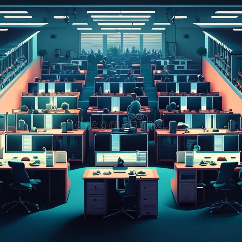 3D Rendering of an Empty Computer Room in a Modern Office Building Generative AI Stock ...