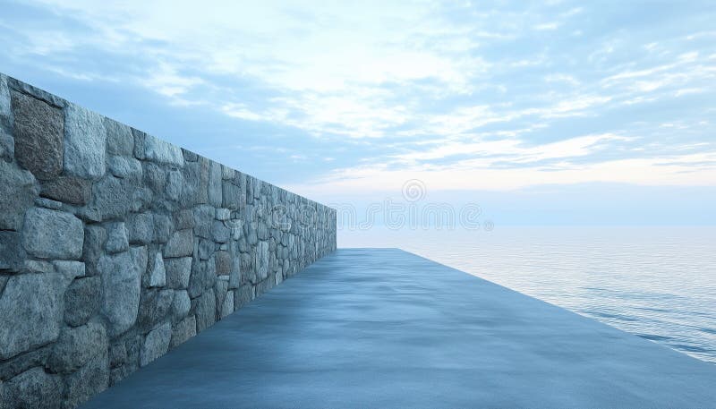 3d Rendering of an Empty Concrete Footpath with a Building Wall ...