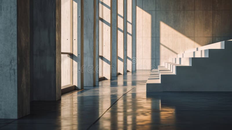 3d Rendering of Empty Corridor Interior with Light and Shadow from ...