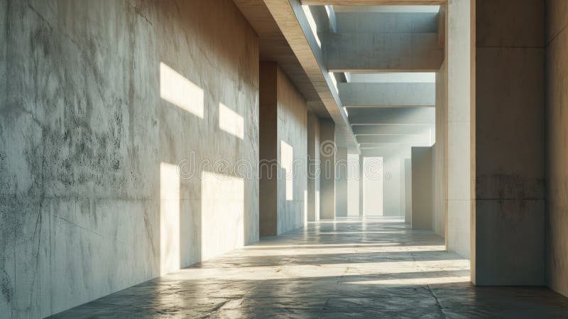3d Rendering of Empty Corridor Interior with Light and Shadow from ...