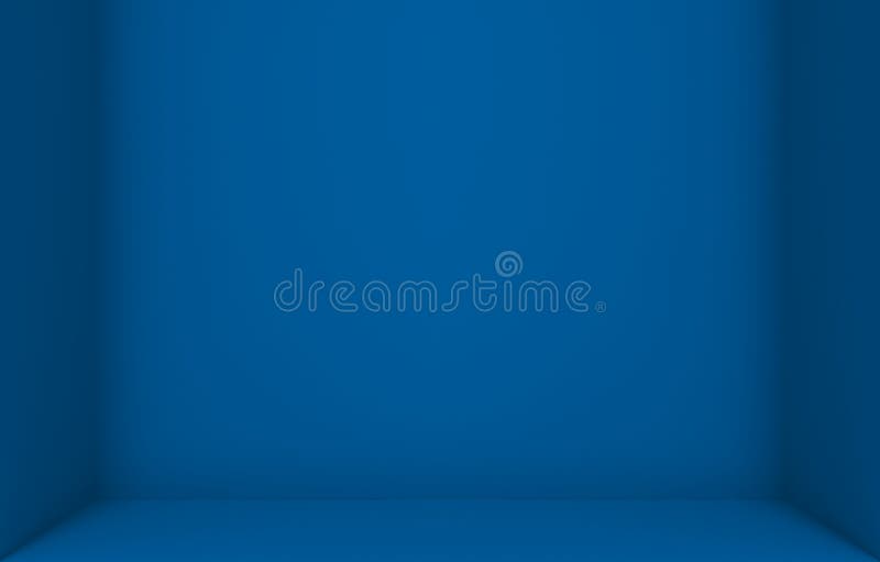 3d Rendering. Empty Dark Blue Color Cube Box Corner Wall Background ...