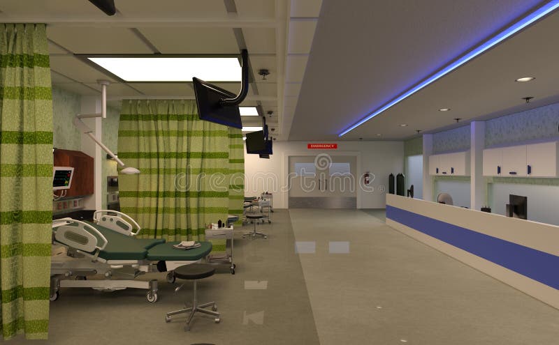 3D Rendering Emergency Room Stock Illustration - Illustration of ...