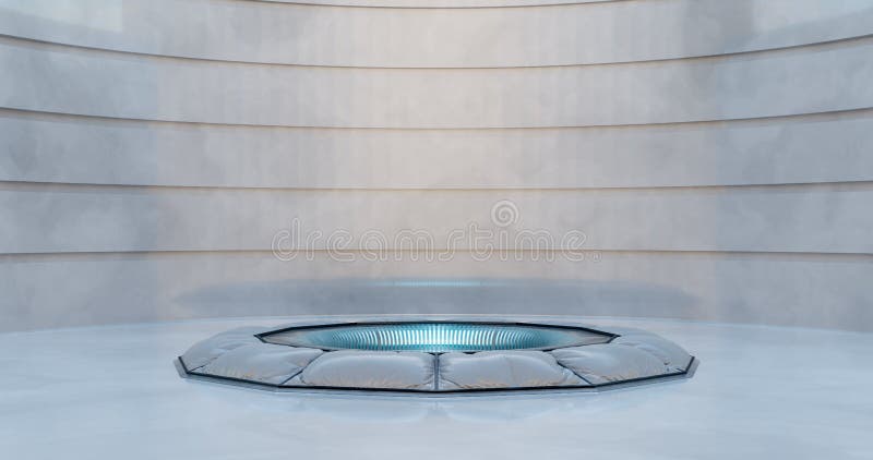 3d Rendering. Empty Light Studio Room Futuristic Sci Fi Big Hall Room ...