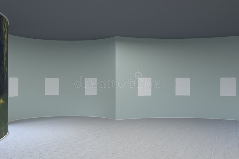 3D Rendering of the Empty Museum Hall Stock Illustration - Illustration ...