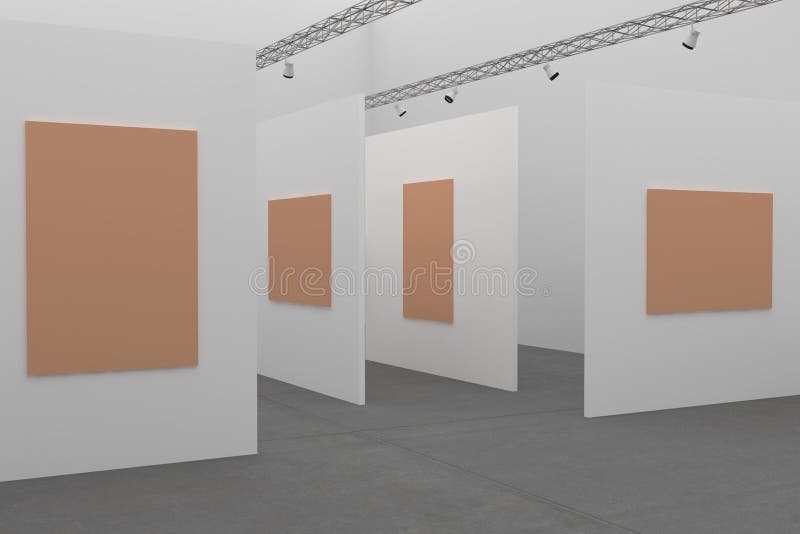 3D Rendering of the Empty Museum Hall Stock Illustration - Illustration ...