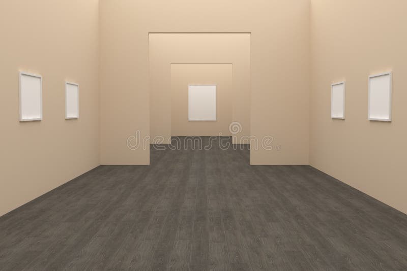 3D Rendering of an Empty Museum Hall Stock Illustration - Illustration ...