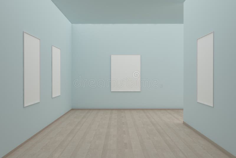 3D Rendering of an Empty Museum Hall Stock Illustration - Illustration ...