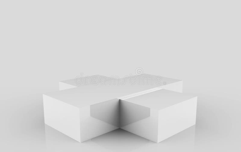 3d Rendering. Empty Rectangle Gray Box Podium Stage on White Background ...