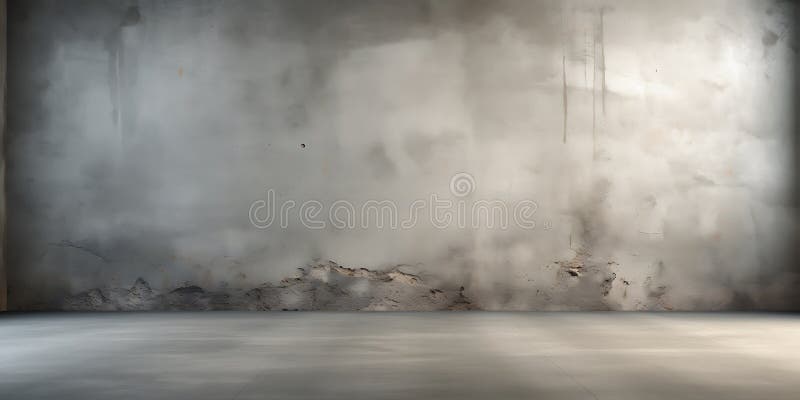 3d Rendering of an Empty Room with Concrete Wall and Street Lamp Stock ...