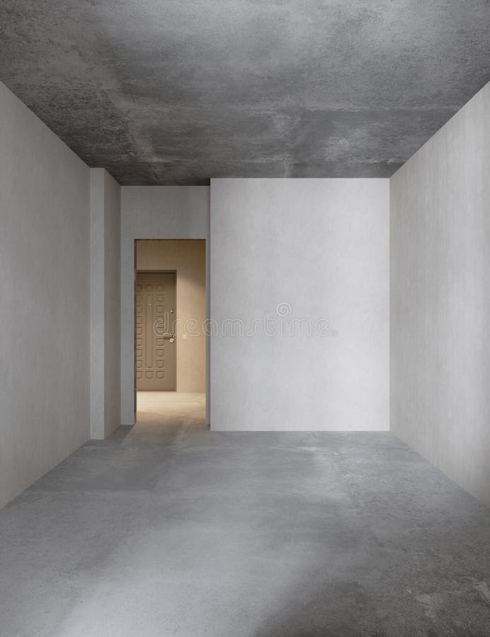 3D Rendering of an Empty Room with Decoration Materials without ...