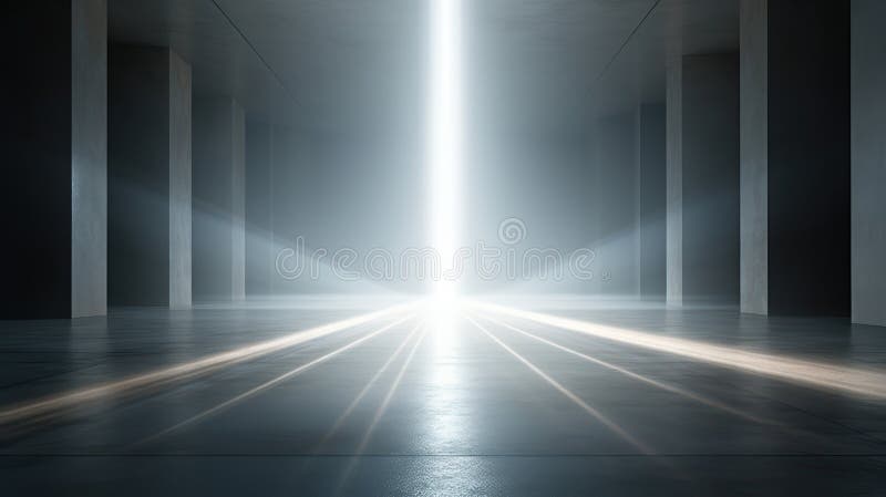 3d Rendering of Empty Room with Light Ray in the End. Generative AI ...