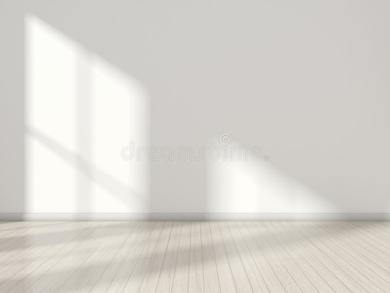 3D Rendering of Empty Room with Shadow on Wall Stock Illustration ...