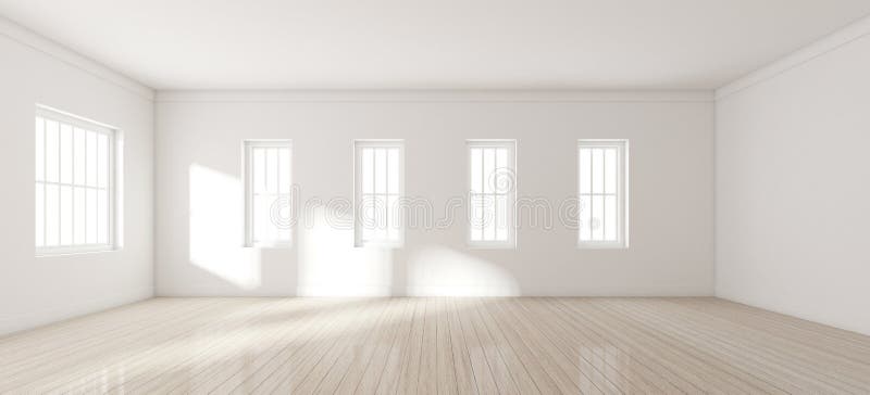 3D Rendering of Empty Room with Shadow on Wall Stock Illustration ...