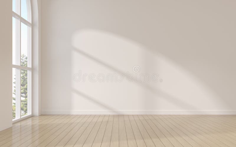 3D Rendering of Empty Room with Shadow on Wall Stock Illustration ...