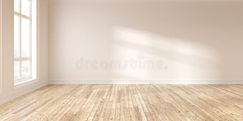 3D Rendering of Empty Room with Shadow on Wall Stock Illustration ...