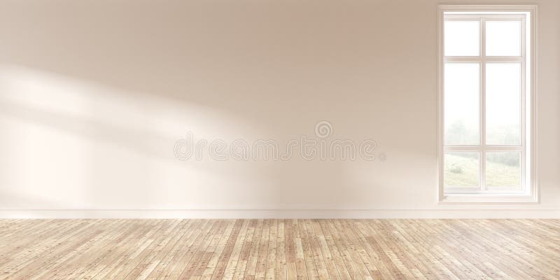 3D Rendering of Empty Room with Shadow on Wall Stock Illustration ...