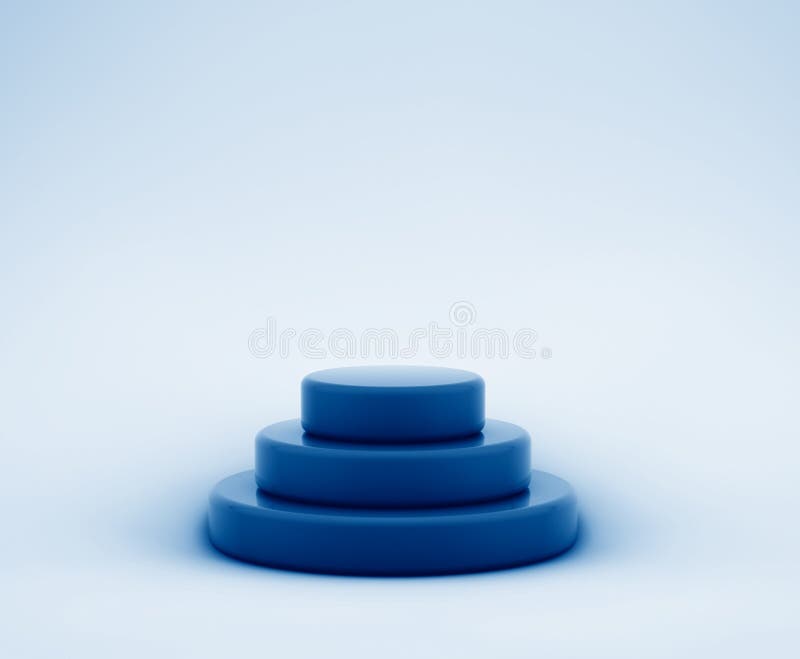 3D Rendering of Empty Round Stage Pyramid Toned in Trendy Classic Blue ...
