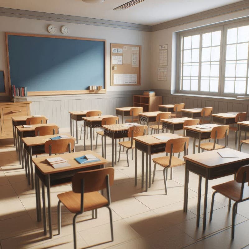 3D Rendering of an Empty Traditional School Classroom Stock ...