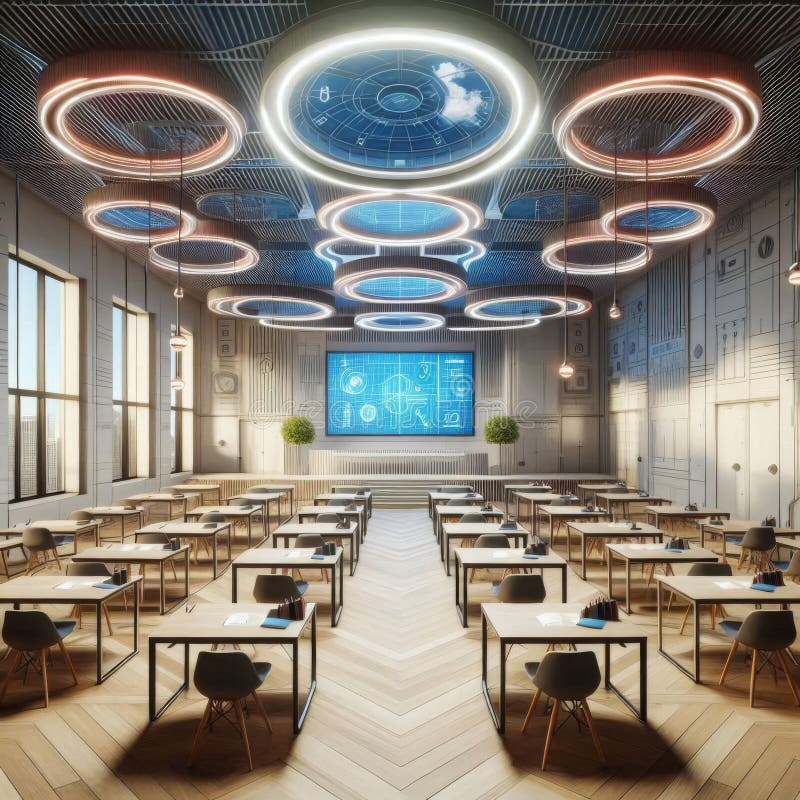3D Rendering of an Empty School Classroom a Modern Education Concept ...
